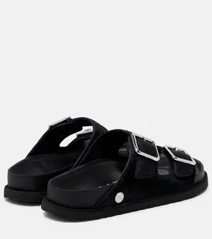 BIRKENSTOCK Arizona Calf Hair Slides - Black