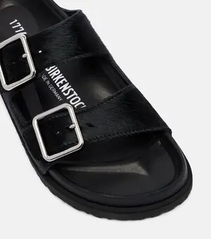 BIRKENSTOCK Arizona Calf Hair Slides - Black