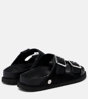 BIRKENSTOCK Arizona Calf Hair Slides With Buckle Detail - Black