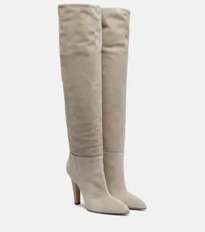 Paris Texas Elsa 100 Suede Over-the-Knee Boots Grey