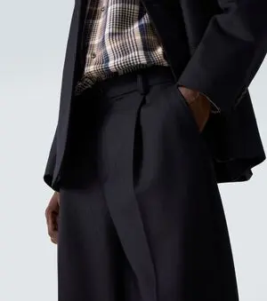 Studio Nicholson Selby Wool Straight Pants - Blue