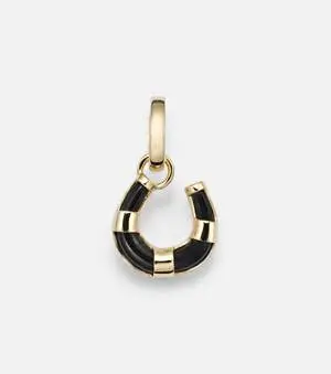 FOUNDRAE 18kt Yellow Horseshoe Pendant With Onyx - Gold