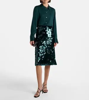 Vince Silk-blend Satin Shirt - Green