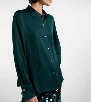 Vince Silk-blend Satin Shirt - Green