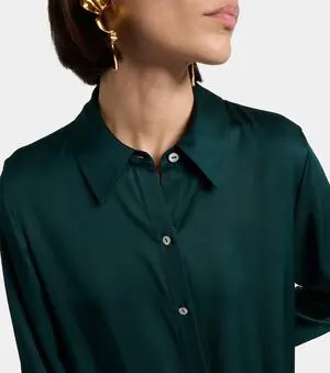 Vince Silk-blend Satin Shirt - Green