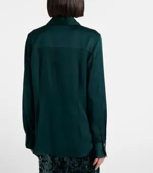 Vince Silk-blend Satin Shirt - Green