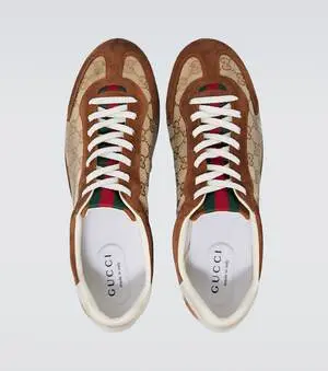 Gucci Shift Gg Canvas And Suede Sneakers