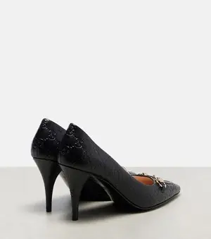 Gucci Erin Gg Horsebit Leather Pumps - Black