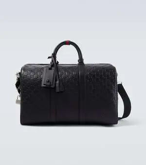 Gucci Gg Emblem Medium Leather Duffle Bag - Black