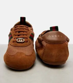 Gucci Shift Suede-trimmed Sneakers - Brown