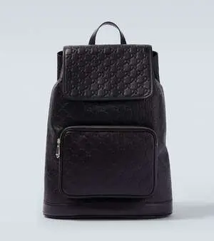 Gucci Gg Medium Leather Backpack - Black