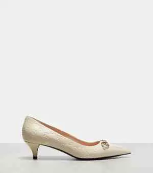 Gucci Erin Gg Horsebit Leather Pumps