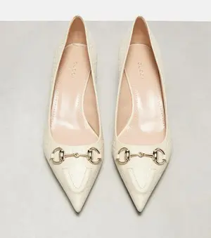 Gucci Erin Gg Horsebit Leather Pumps