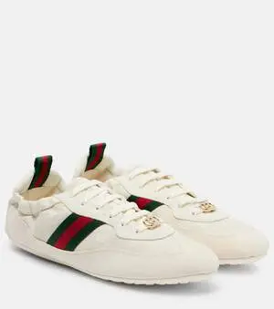 Gucci Suede-trimmed Canvas Sneakers - White