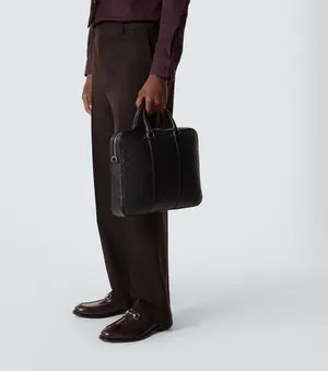 Gucci Gg Embossed Leather Briefcase