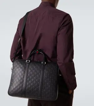 Gucci Gg Embossed Leather Briefcase