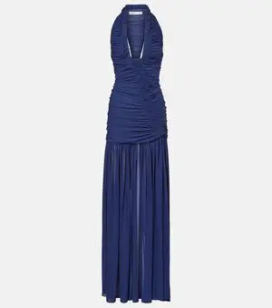Christopher Esber Orion Ruched Halterneck Gown - Blue