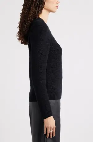 Nordstrom Wool And Cashmere Puff Sleeve Sweater - Black Rock
