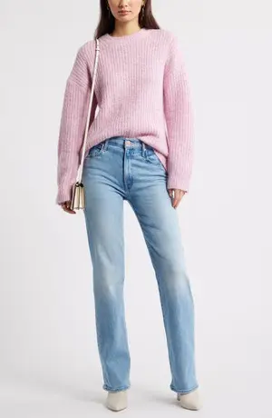 OPEN EDIT Oversized Fuzzy Knit Sweater - Purple Pastel