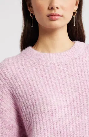 OPEN EDIT Oversized Fuzzy Knit Sweater - Purple Pastel