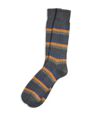 CELTIC & CO. Cotton-blend Stripe Socks - Charcoal