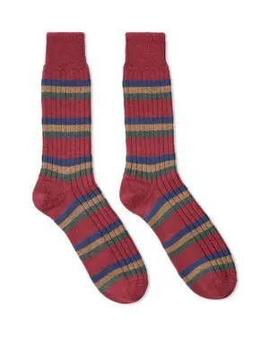 CELTIC & CO. Cotton-blend Stripe Socks - Dark Rust