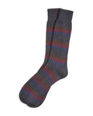 CELTIC & CO. Cotton-blend Stripe Socks - Navy