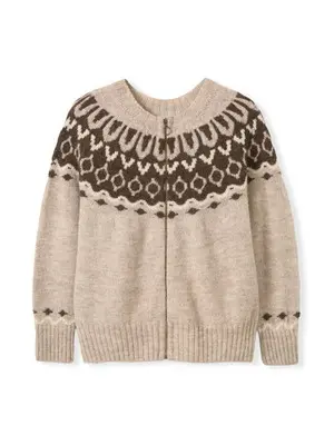 CELTIC & CO. British Wool Chevron Fair Isle Yoke Cardigan