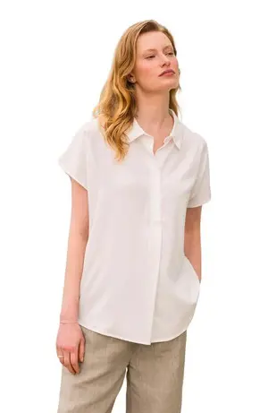 CELTIC & CO. Collared Short Sleeve Blouse