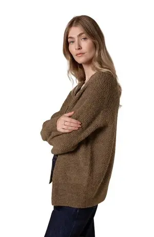 CELTIC & CO. British Wool Moss Stitch Cardigan - Walnut