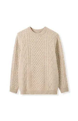 CELTIC & CO. Cable Knit Merino Wool Sweater