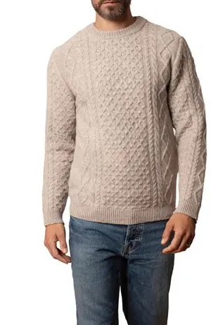 CELTIC & CO. Cable Knit Merino Wool Sweater