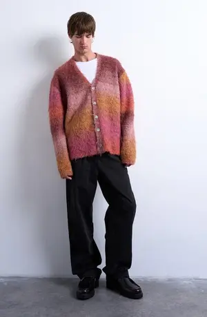 Topman Oversized Ombré Stripe Cardigan