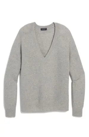 Vineyard Vines Sequin Accent Wool & Cashmere V-neck Sweater