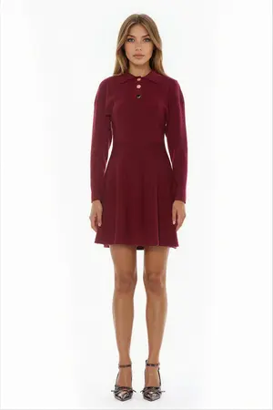ALEXIA ADMOR Fit And Flare Mini Dress - Burgundy