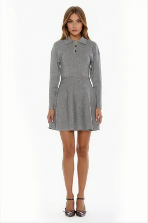 ALEXIA ADMOR Fit And Flare Mini Dress - Heather Grey