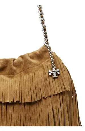 Tory Burch Fleming Suede Fringe Hobo Bag - Wild Tabacco