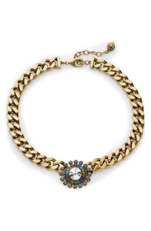 Kurt Geiger Octavia Curb Chain Collar Necklace - Brass/multi