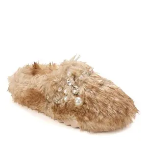 DEARFOAMS Annabelle Pile Embellished Clog Slipper - Natural