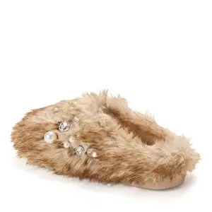 DEARFOAMS Annabelle Pile Embellished Clog Slipper - Natural