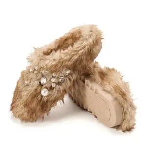 DEARFOAMS Annabelle Pile Embellished Clog Slipper - Natural