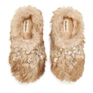 DEARFOAMS Annabelle Pile Embellished Clog Slipper - Natural