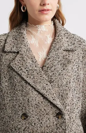 Treasure & Bond Herringbone Tweed Double-breasted Coat