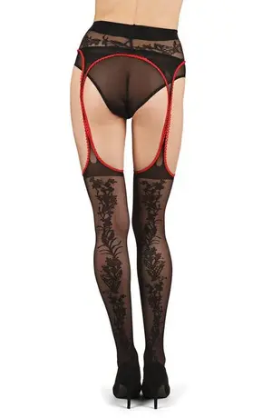 MEMOI Garden Of Eden Suspender Tights