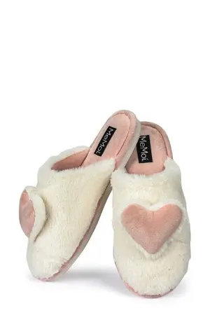 MEMOI 3d Heart Plush Faux-fur Slippers