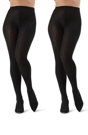MEMOI 2-pack Rib Sweater Tights