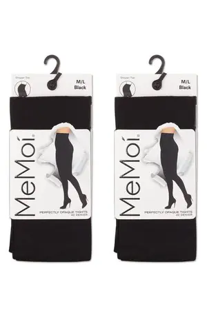 MEMOI 2-pack Opaque Tights - Black