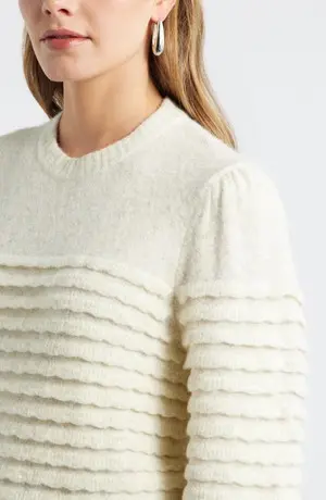 Treasure & Bond Scalloped Crewneck Sweater - Ivory Dove