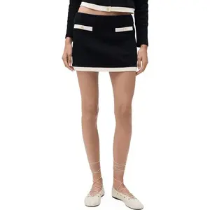Mango Contrast Knit Mini Skirt