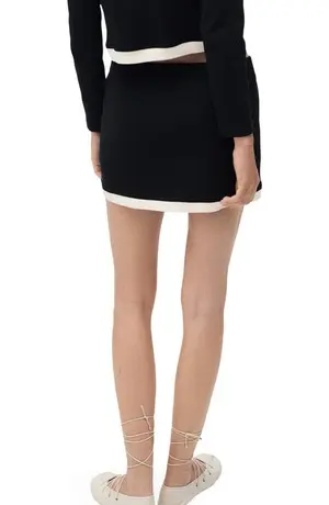 Mango Contrast Knit Mini Skirt